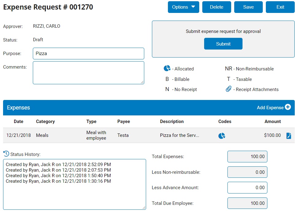 Editing Expense and Advance Requests