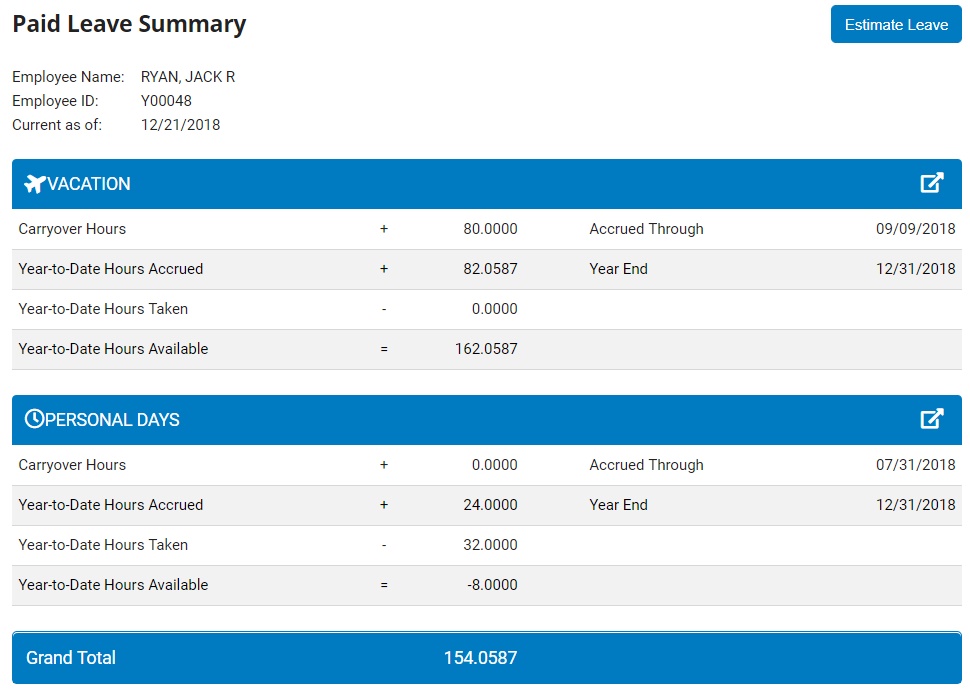 View Paid Leave Balances