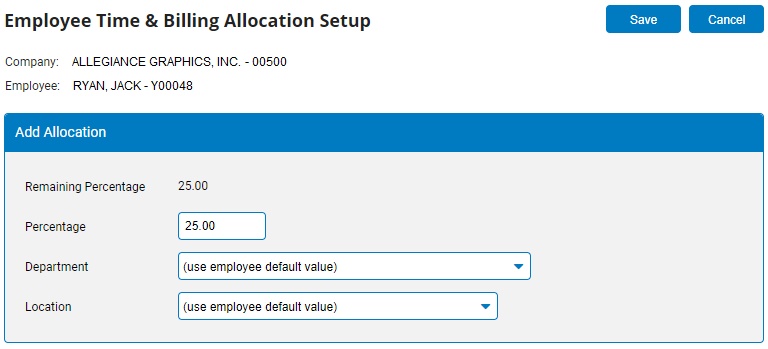 Changing a Default Allocation - Exempt