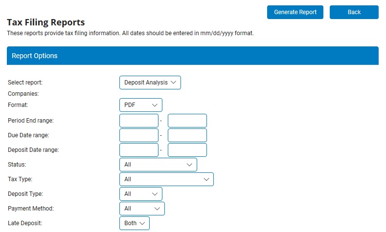 Tax Filing: Deposit Analysis Report